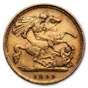 1899 Great Britain Gold Half-Sovereign Victoria Veil AU