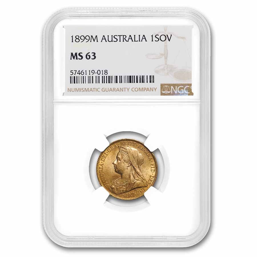 Buy 1899-M Australia Gold Sovereign Veil Head Victoria MS-63 NGC | APMEX