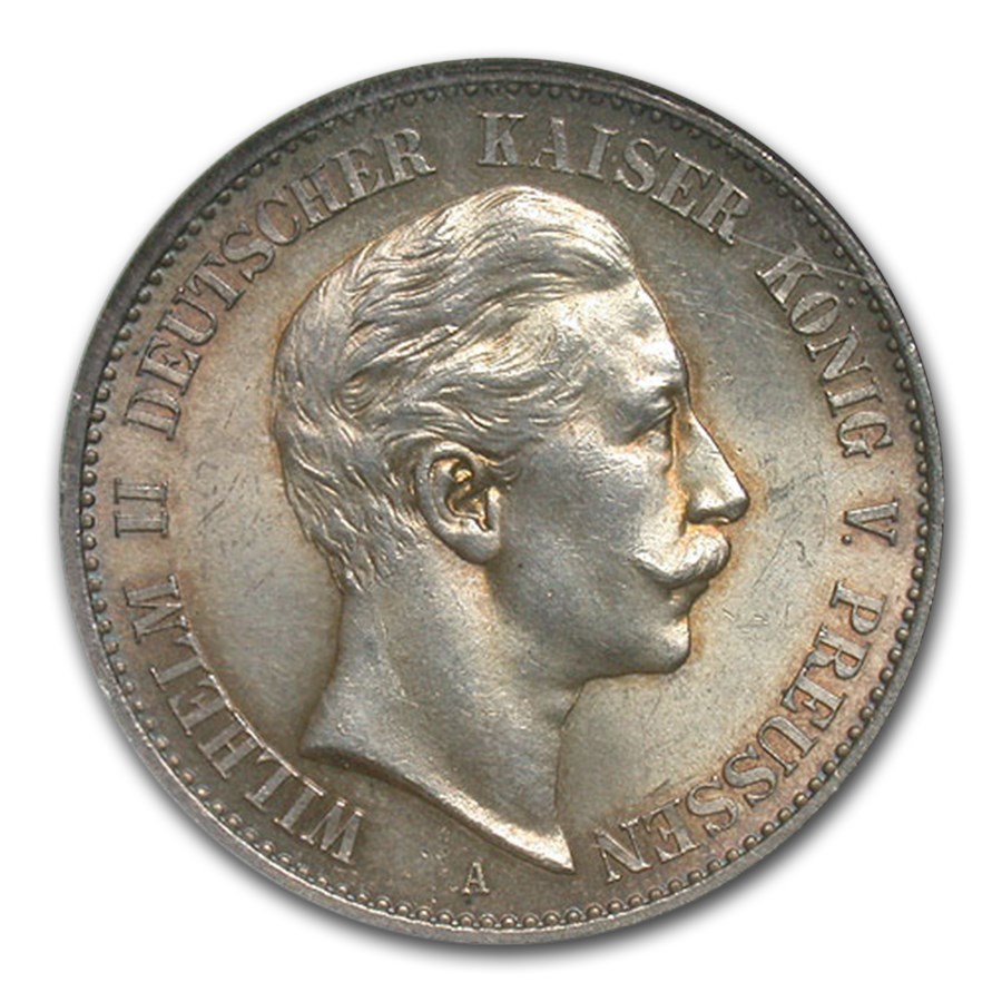 Buy 1900-A Prussia Silver 2 Mark Kaiser Wilhelm MS-61 NGC | APMEX