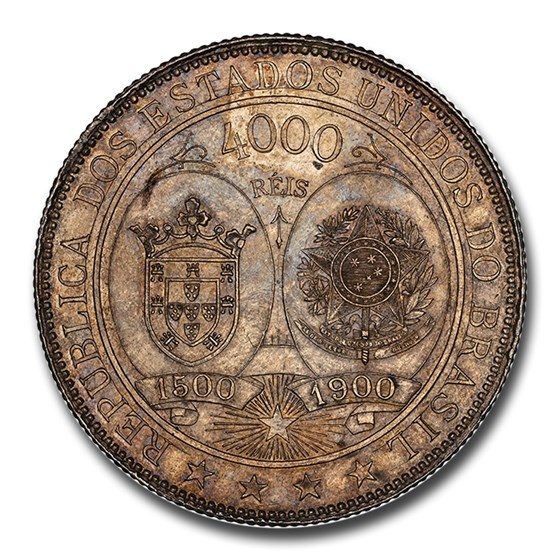 Buy 1900 Brazil Silver 4000 Reis MS-62 | APMEX
