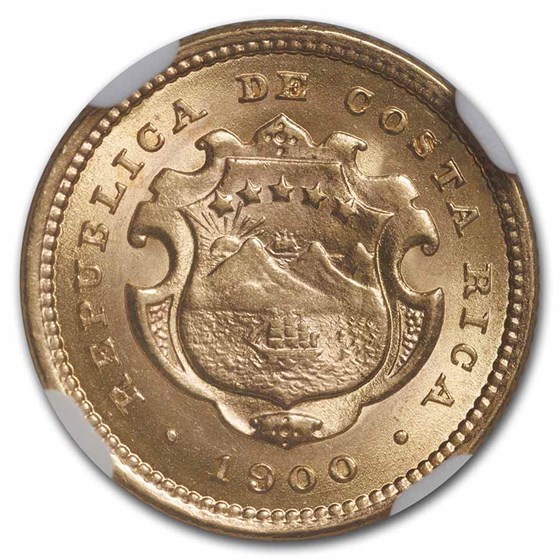 Buy 1900 Costa Rica Gold 2 Colones MS-65 NGC | APMEX