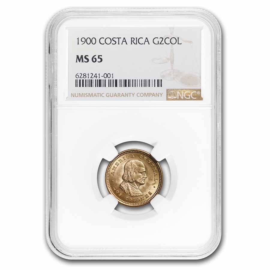 Buy 1900 Costa Rica Gold 2 Colones MS-65 NGC | APMEX