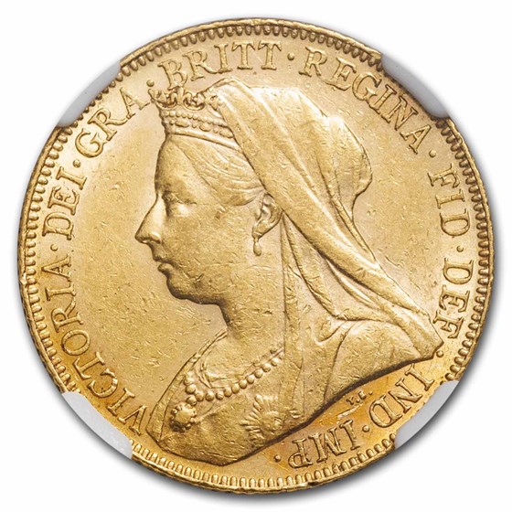 Buy 1900 Great Britain Gold Sovereign Victoria Veil Head AU-55 NGC | APMEX