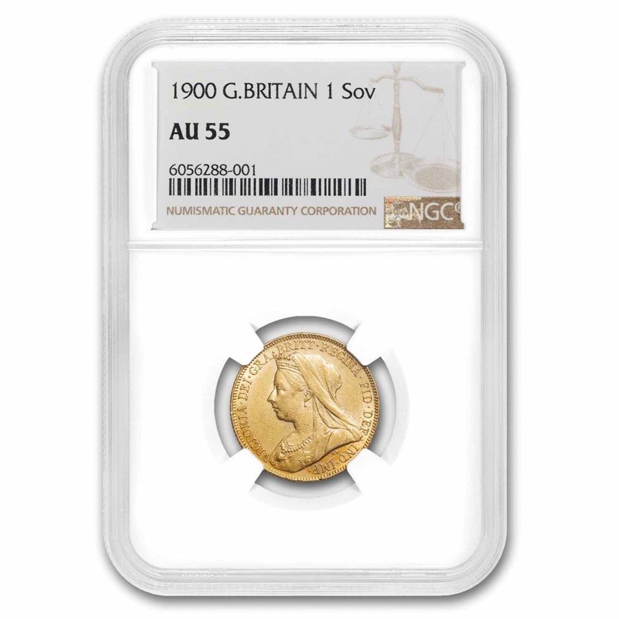 Buy 1900 Great Britain Gold Sovereign Victoria Veil Head AU-55 NGC | APMEX