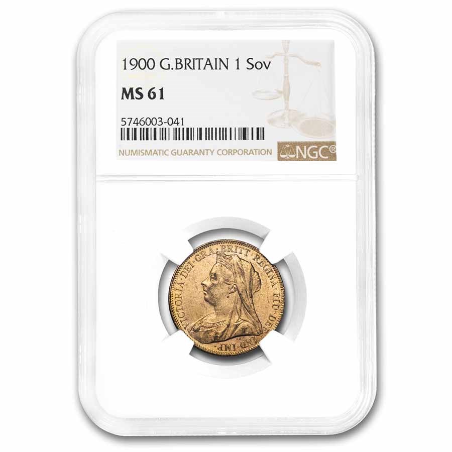 Buy 1900 Great Britain Gold Sovereign Victoria Veil Head MS-61 NGC | APMEX