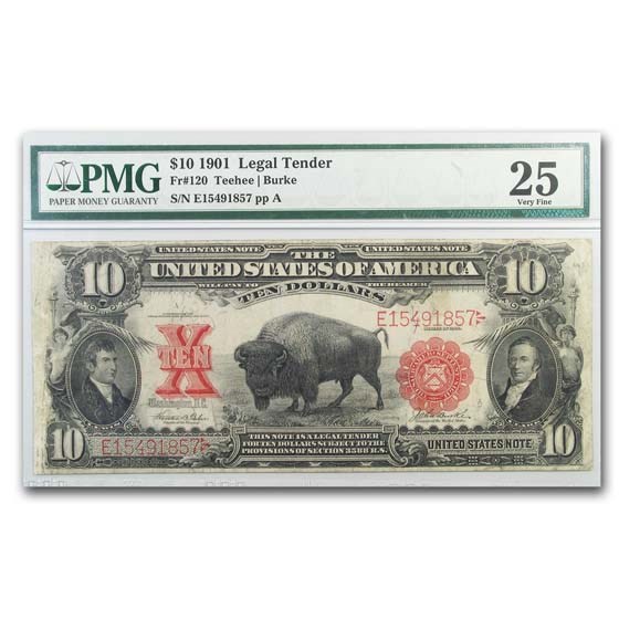 Buy 1901 $10 U.S. Note Lewis & Clark/Bison VF-25 PMG | APMEX