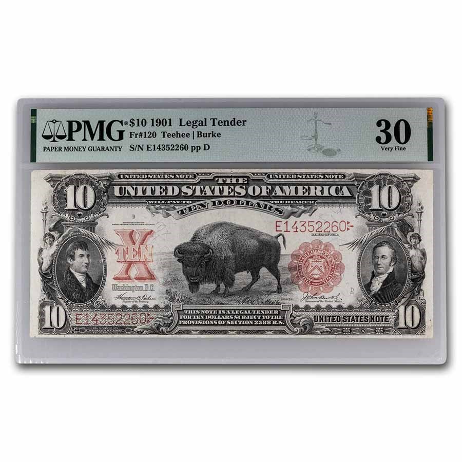 Buy 1901 $10 U.S. Note Lewis & Clark/Bison VF-30 PMG (Fr#120) | APMEX