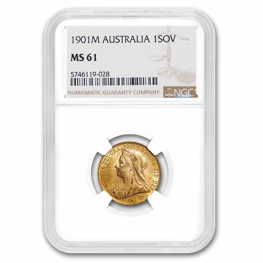 Buy 1901-M Australia Gold Sovereign Veil Head Victoria MS-61 NGC | APMEX