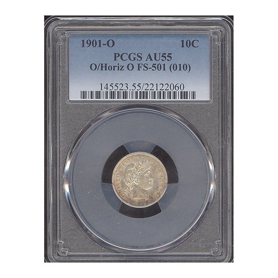 Buy 1901-O/O Barber Dime AU-55 PCGS (Horiz. O, FS-501) | APMEX