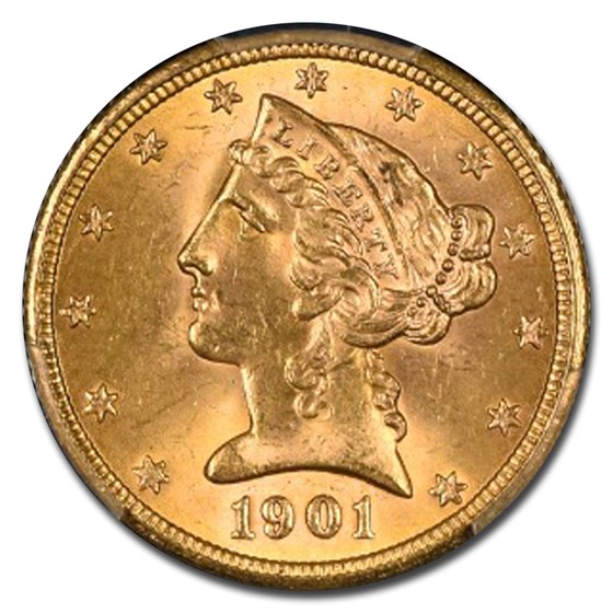 Buy 1901-S $5 Liberty Gold Half Eagle MS-64+ PCGS CAC | APMEX