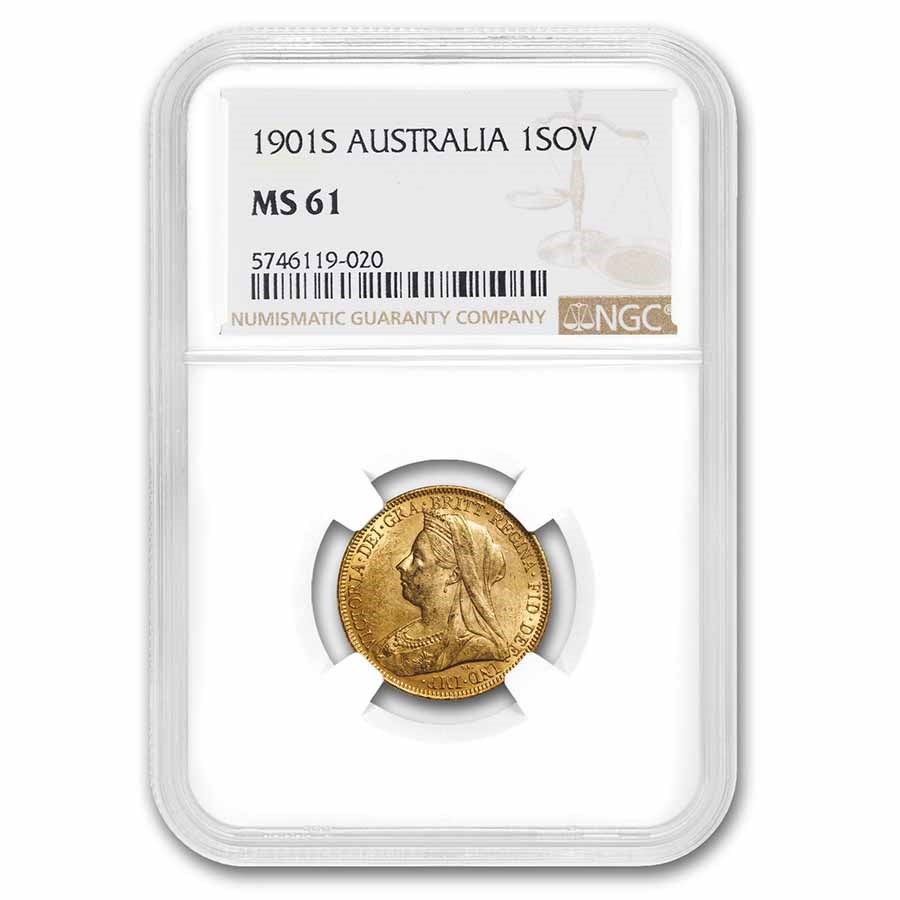 Buy 1901-S Australia Gold Sovereign Veil Head Victoria MS-61 NGC | APMEX