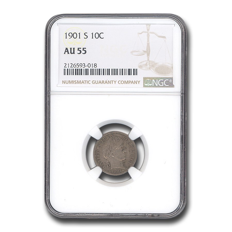 Buy 1901-S Barber Dime AU-55 NGC | APMEX
