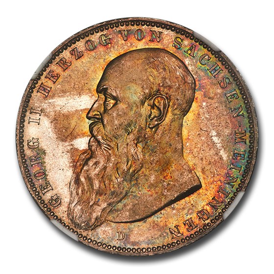 Buy 1902-D Germany Silver 5 Mark Georg II MS-65+ NGC | APMEX