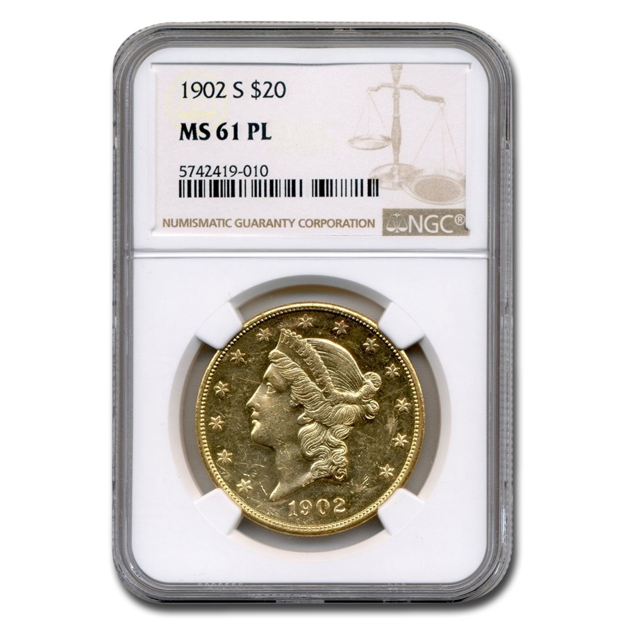 Buy 1902-S $20 Liberty Gold Double Eagle MS-61 NGC (PL) | APMEX