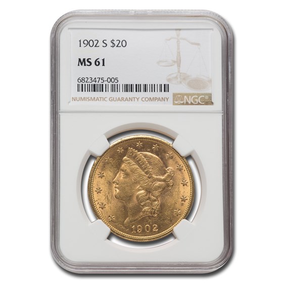 Buy 1902-S $20 Liberty Gold Double Eagle MS-61 NGC | APMEX