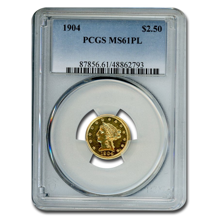 1904 $2.50 Liberty Gold Quarter Eagle MS-61 PCGS (PL)