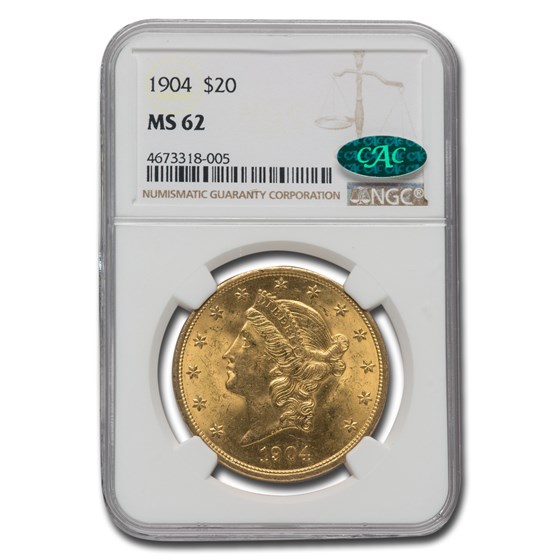 Buy 1904 $20 Liberty Gold Double Eagle MS-62 NGC CAC | APMEX