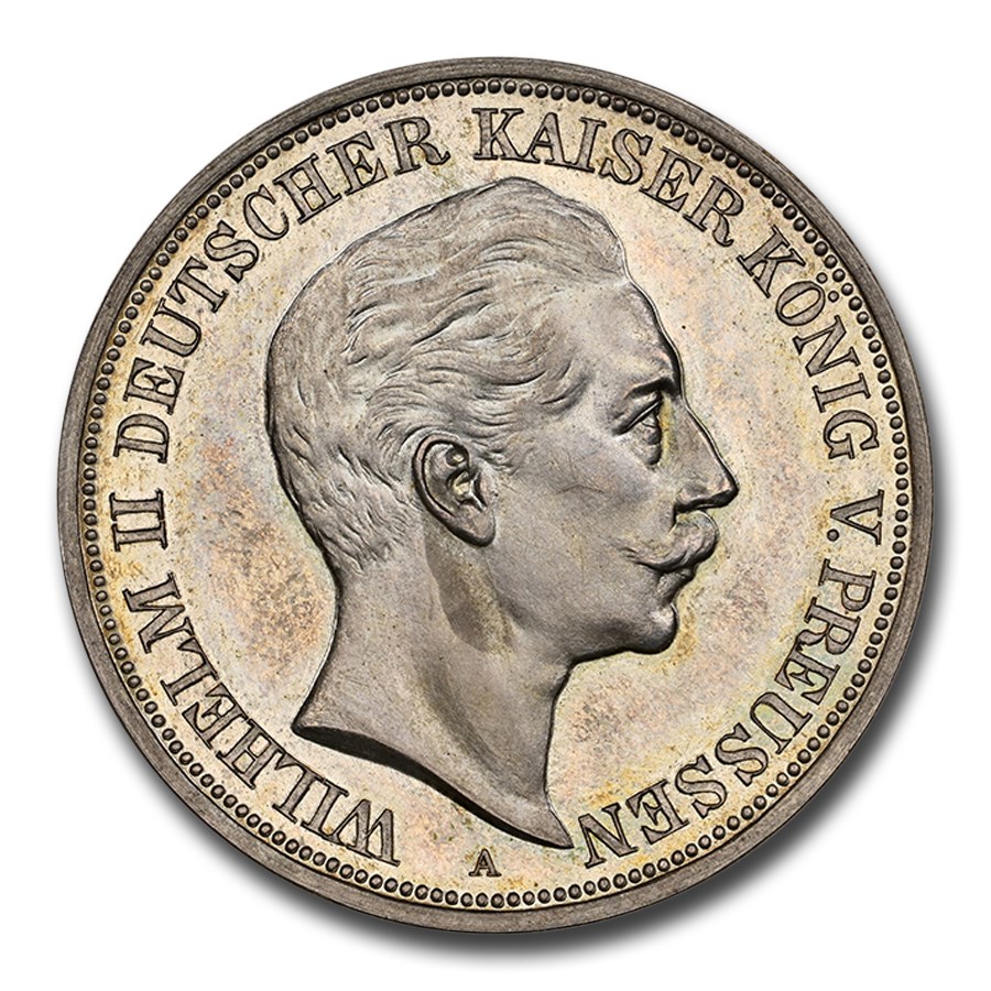 Buy 1904-A Germany Prussia Silver 5 Mark Wilhelm II PF-64 Cameo NGC | APMEX