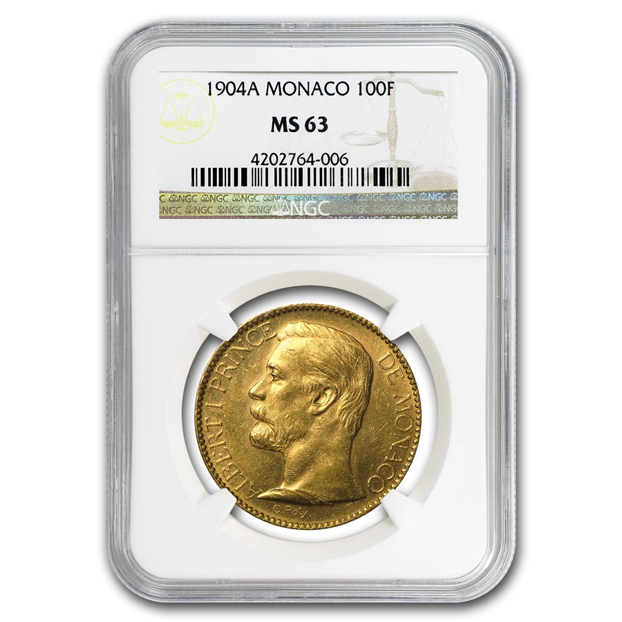 Buy 1904-A Monaco Gold 100 Francs Albert I MS-63 NGC | APMEX