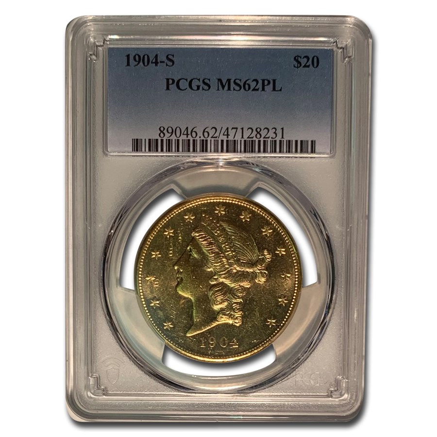 1904-S $20 Liberty Gold Double Eagle MS-62 PCGS (PL)