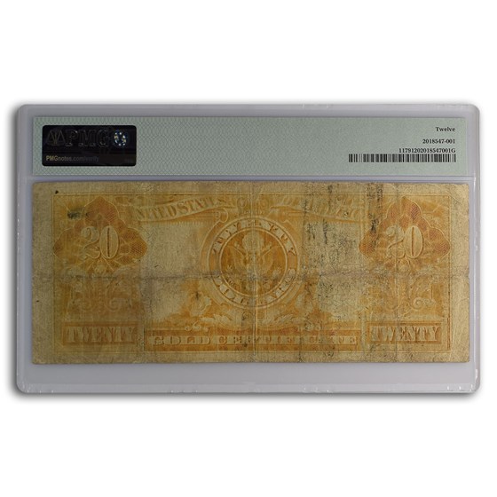1905 $20 Gold Certificate Technicolor Note F-12 PMG (Fr#1179)