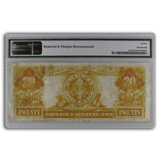 1905 $20 Gold Certificate Technicolor Note F-12 PMG (Fr#1180) Net