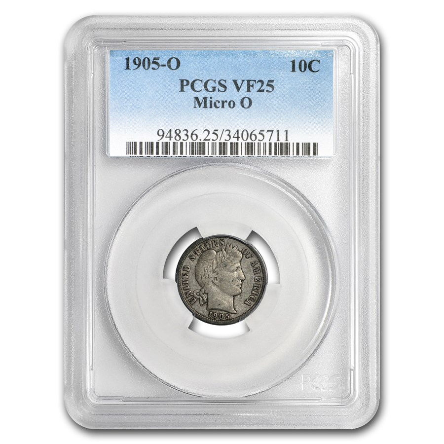 Buy 1905-O Barber Dime VF-25 PCGS (Micro O) | APMEX