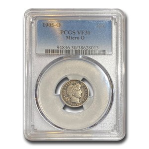 Buy 1905-O Barber Dime VF-30 PCGS (Micro O) | APMEX