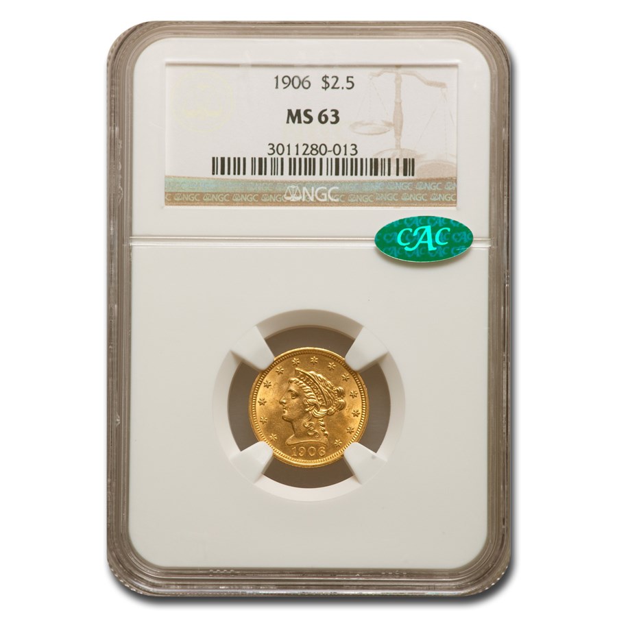 Buy 1906 $2.50 Liberty Gold Quarter Eagle MS-63 NGC CAC | APMEX