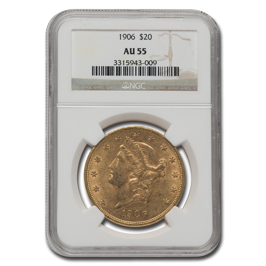 Buy 1906 $20 Liberty Gold Double Eagle AU-55 NGC | APMEX
