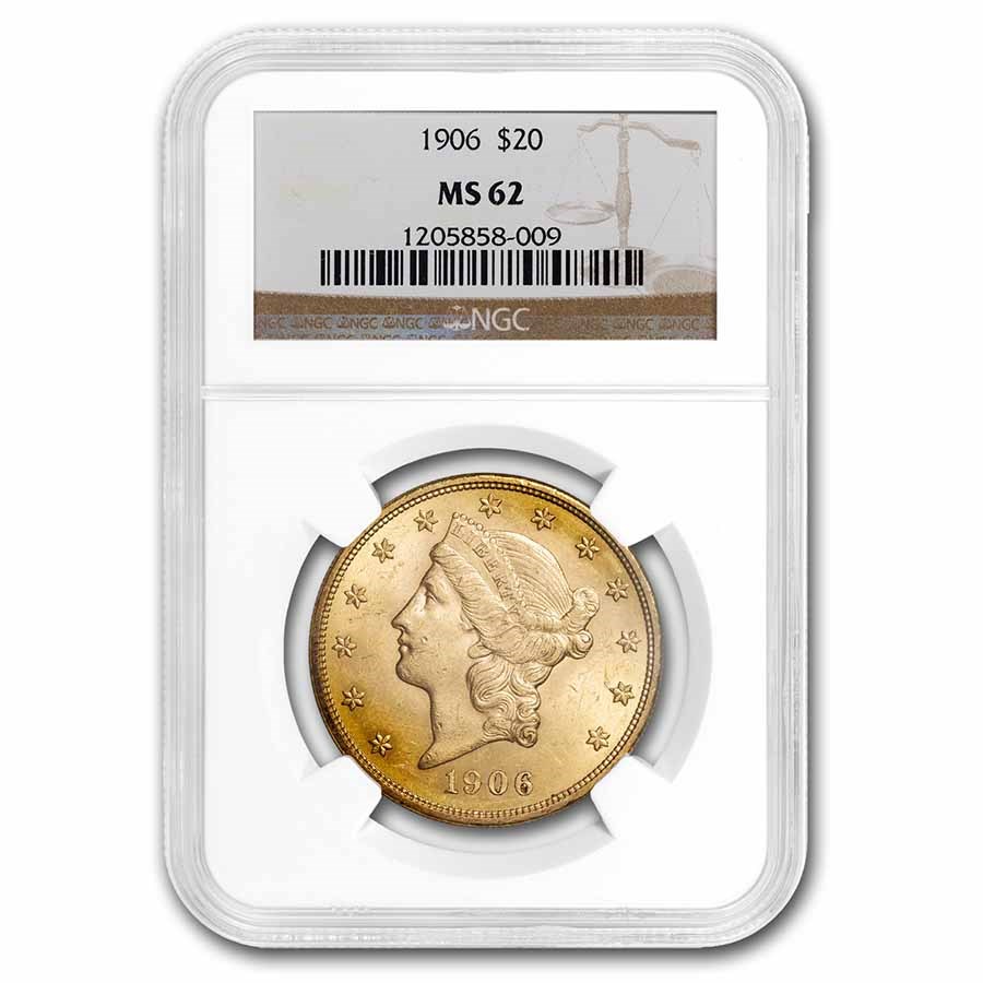 Buy 1906 $20 Liberty Gold Double Eagle MS-62 NGC CAC | APMEX