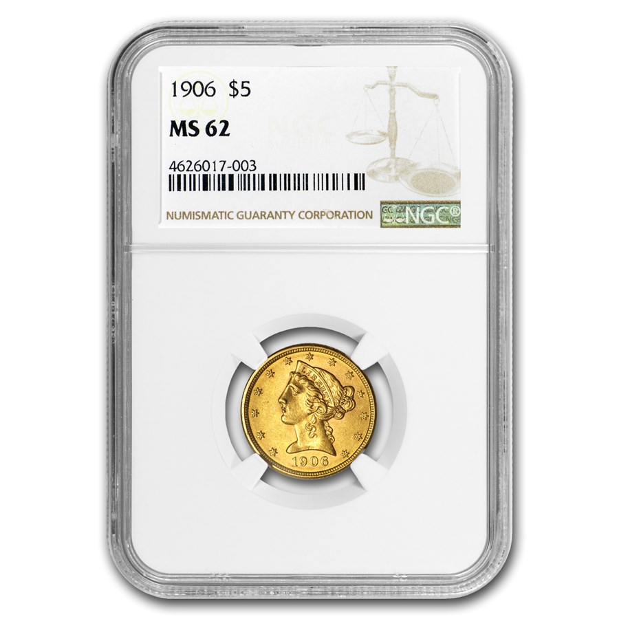 Buy 1906 $5 Liberty Gold Half Eagle MS-62 NGC | APMEX