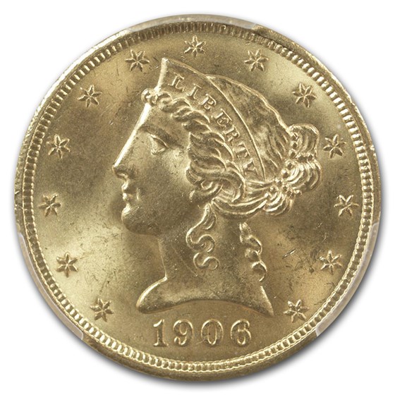 Buy 1906 $5 Liberty Gold Half Eagle MS-65 PCGS | APMEX