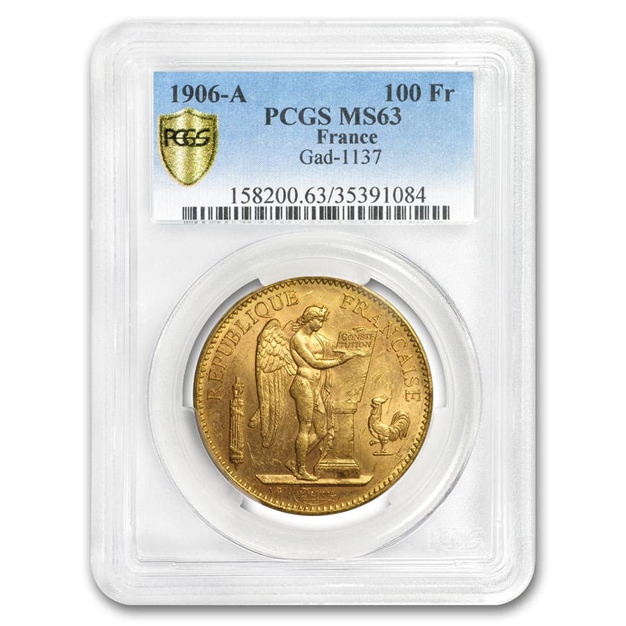 Buy 1906-A France Gold 100 Francs Angel MS-63 PCGS | APMEX