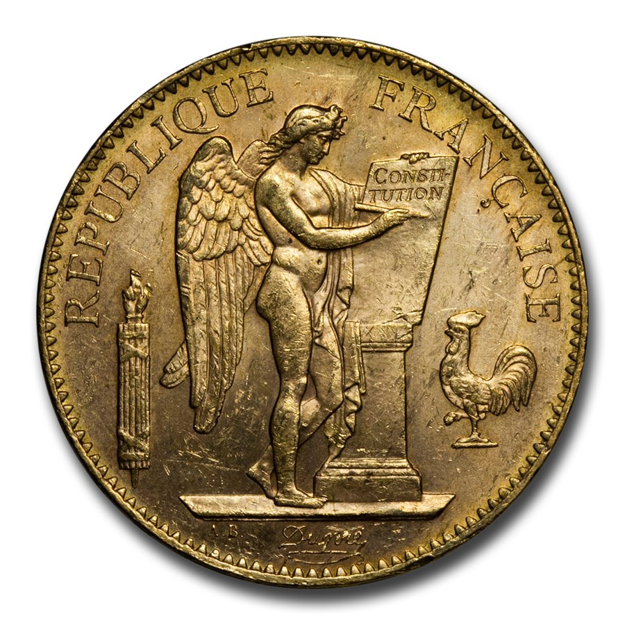 Buy 1906-A France Gold 100 Francs Lucky Angel BU | APMEX