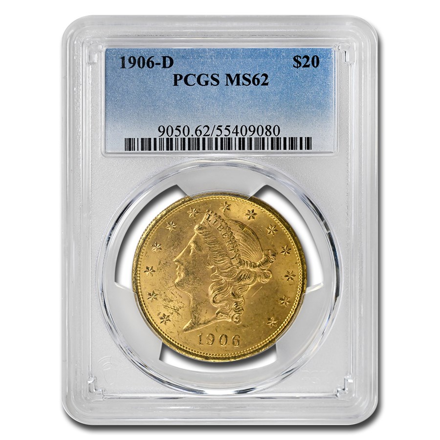 Buy 1906-D $20 Liberty Gold Double Eagle MS-62 PCGS | APMEX