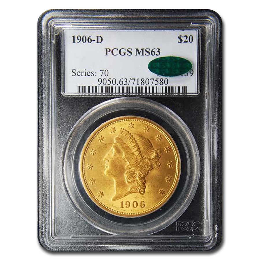 1906-D $20 Liberty Gold Double Eagle MS-63 PCGS CAC