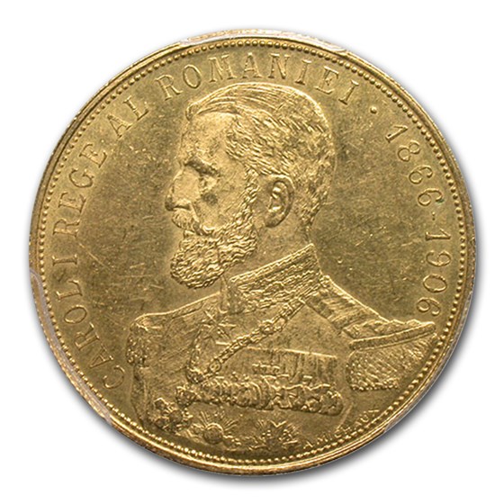 Buy (1906) Romania Gold 25 Lei Carol I MS-61 PCGS | APMEX