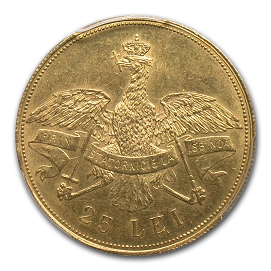 Buy (1906) Romania Gold 25 Lei Carol I MS-61 PCGS | APMEX