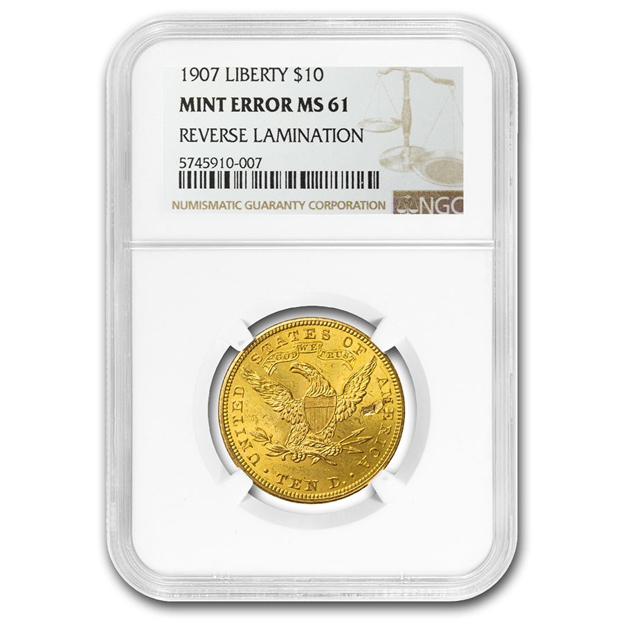 Buy 1907 $10 Liberty Gold Eagle MS-61 NGC (Mint Error, Lamination) | APMEX