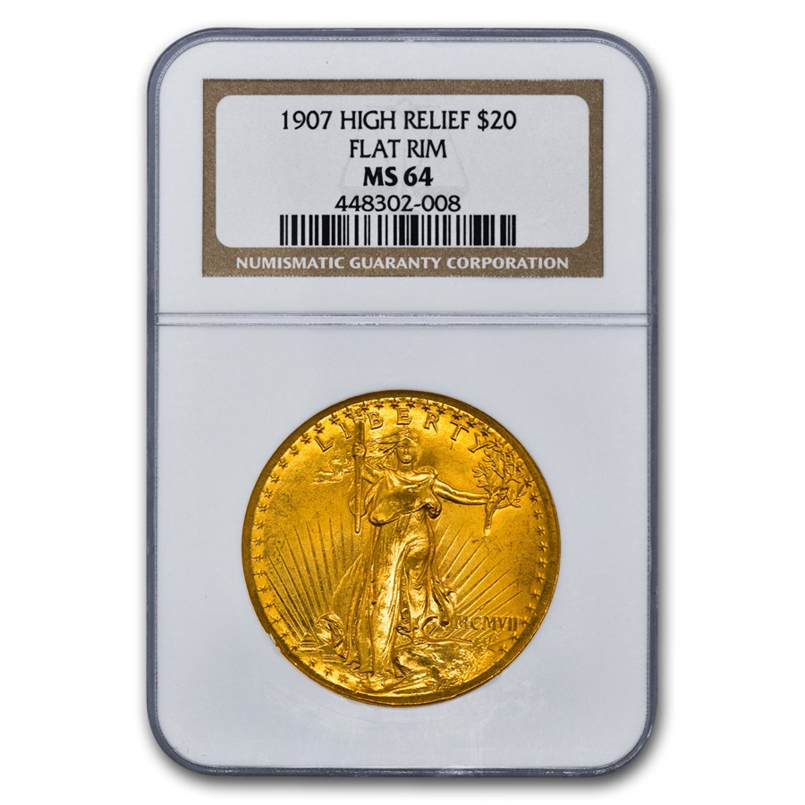 Buy 1907 $20 St Gaudens Gold Coin High Relief Wire Rim MS-64 NGC | APMEX