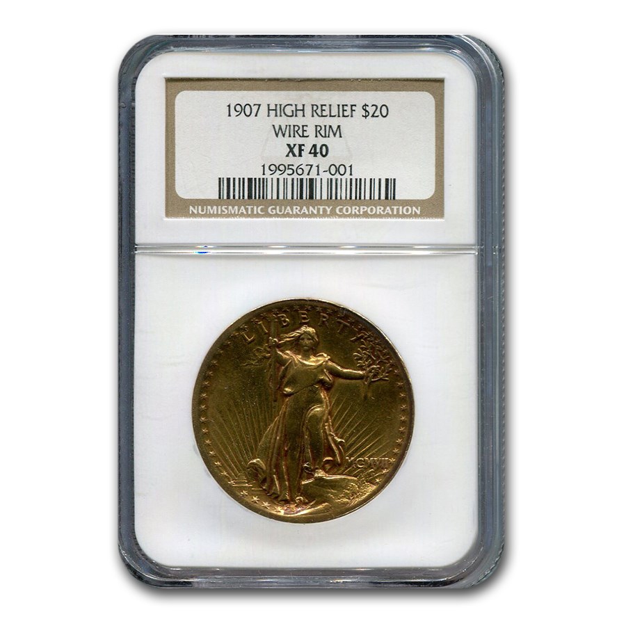 Buy 1907 $20 St Gaudens Gold Coin High Relief Wire Rim XF-40 NGC | APMEX