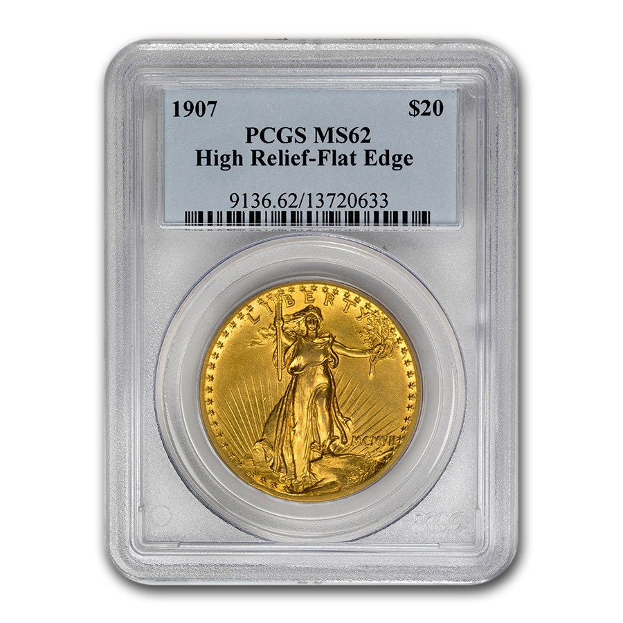 Buy 1907 $20 St Gaudens Gold High Relief Flat Edge MS-62 PCGS | APMEX