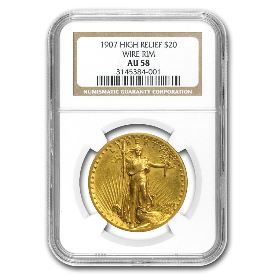 Buy 1907 $20 St Gaudens Gold High Relief Flat Rim AU-58 NGC | APMEX
