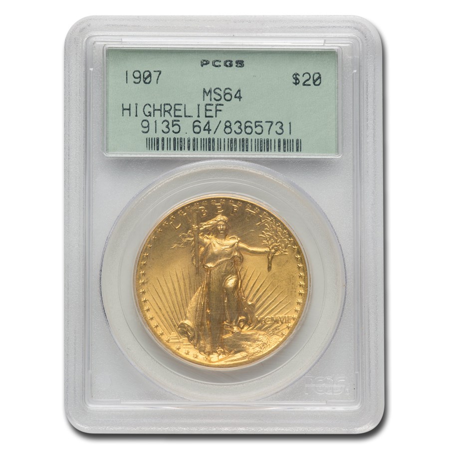 Buy 1907 $20 St Gaudens Gold High Relief MS-64 PCGS (OGH) | APMEX