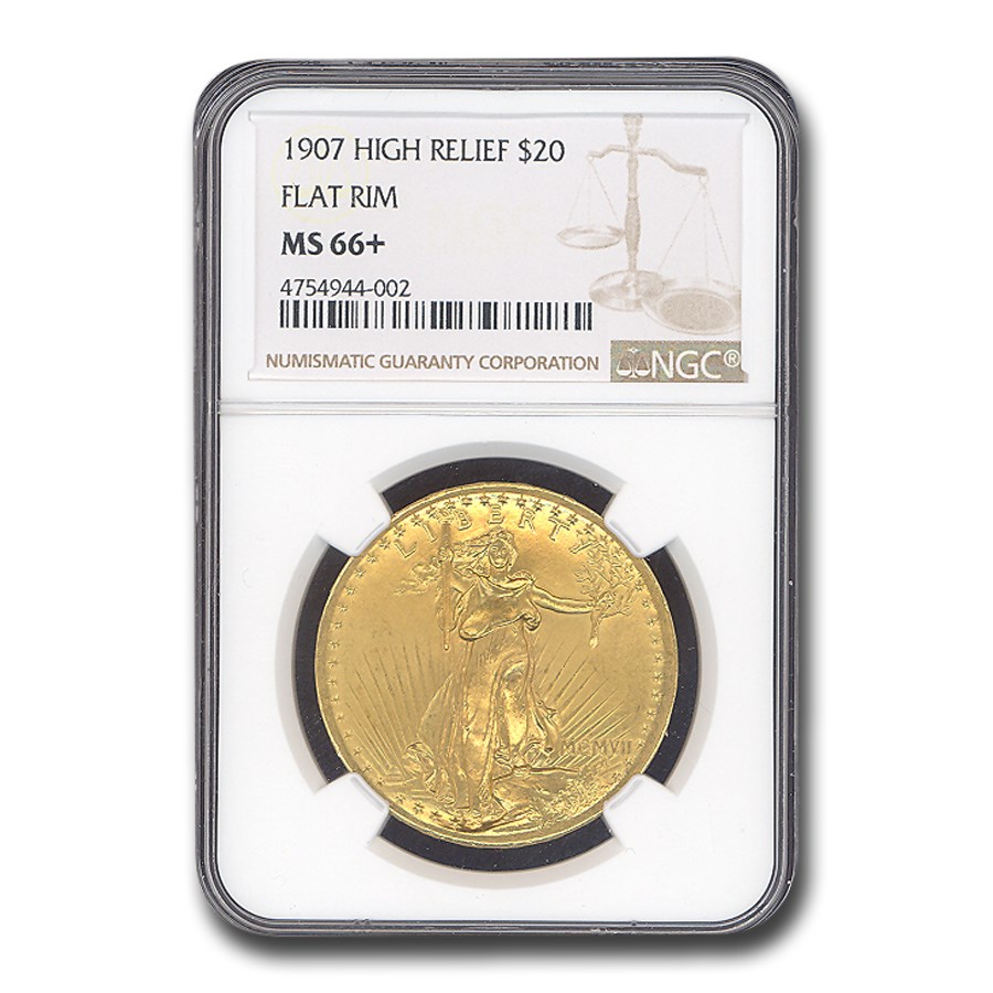 Buy 1907 $20 St Gaudens Gold High Relief MS-66+ NGC (Flat Rim) | APMEX