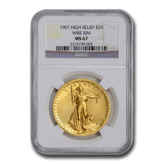 Buy 1907 $20 St Gaudens Gold High Relief MS-67 NGC (Wire Rim) | APMEX