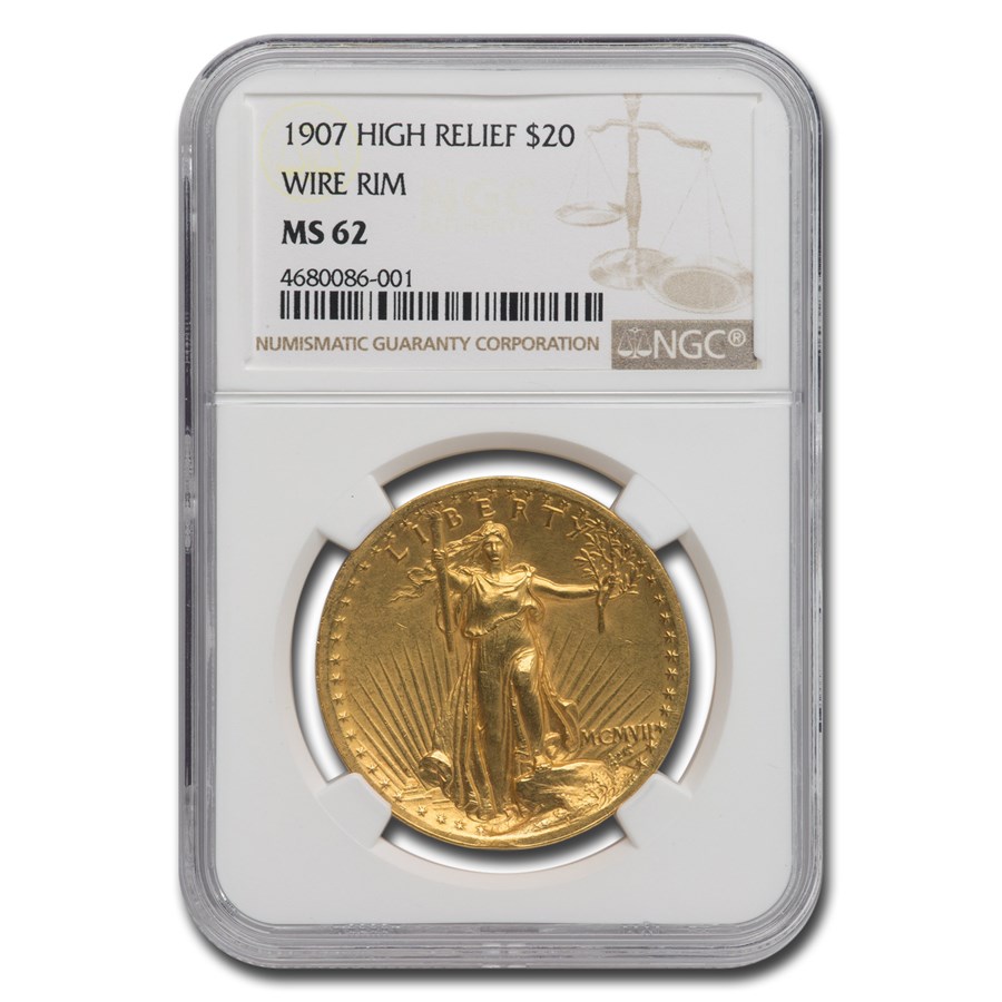 Buy 1907 $20 St Gaudens Gold High Relief Wire Rim MS-62 NGC | APMEX