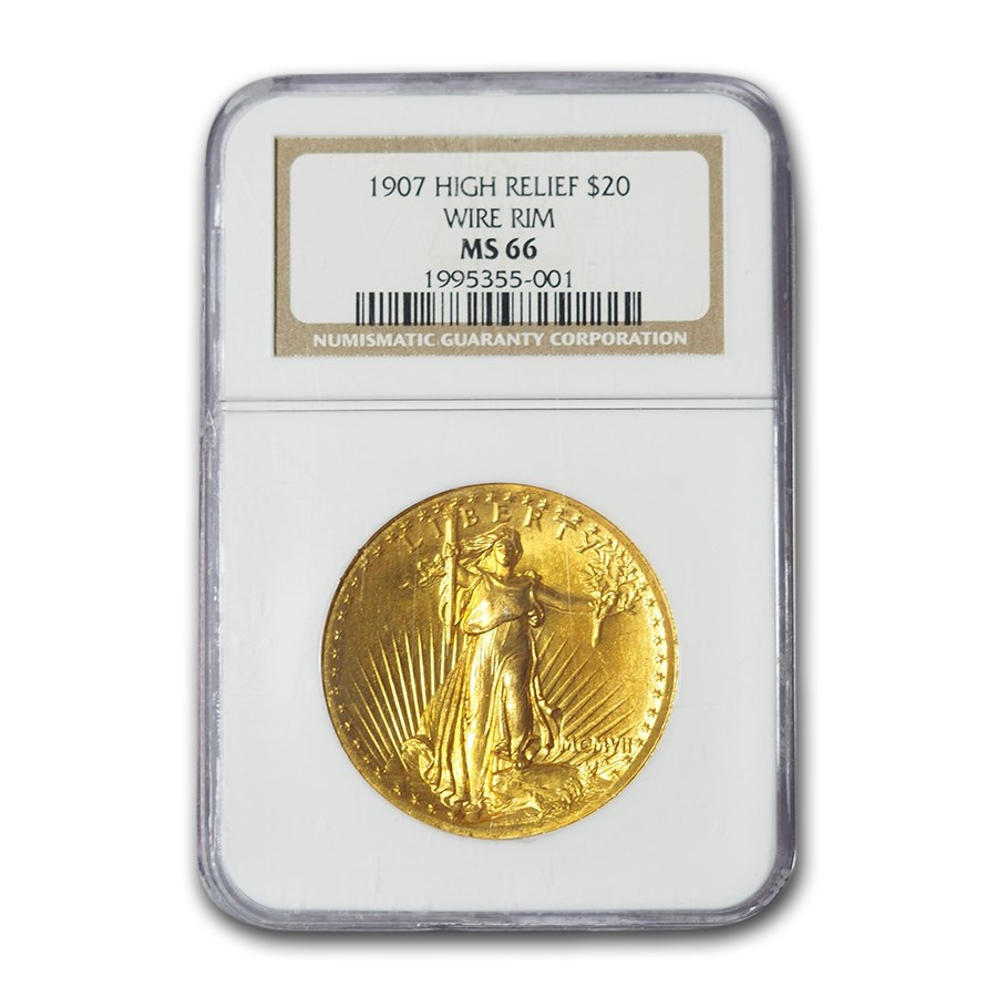 Buy 1907 $20 St Gaudens Gold High Relief Wire Rim MS-66 NGC | APMEX