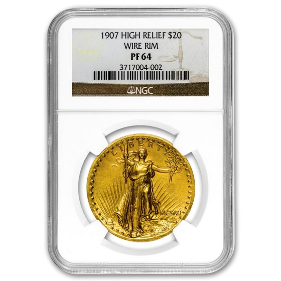 Buy 1907 $20 St Gaudens Gold High Relief Wire Rim PF-64 NGC | APMEX